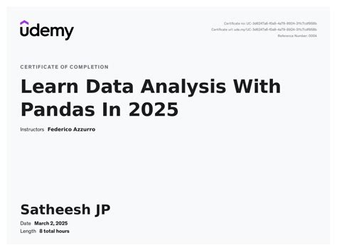 Completed Learn Data Analysis With Pandas Matplotlib And Python On March 2 2025 Acquired