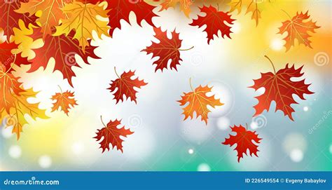 Realistic Autumn Foliage Background With Bokeh Vector Stock Vector