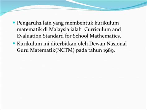 51280857 Influences On Malaysian Mathematics Curriculum22 Ppt