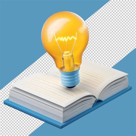 Premium Psd Realistic 3d Yellow Light Bulb On Open Book Smart Idea Concept