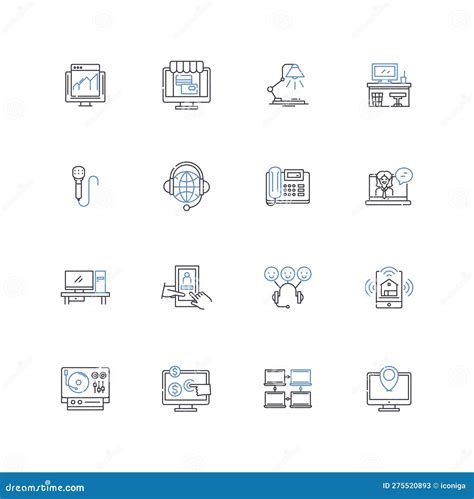 Internet Era Line Icons Collection Connectivity Information