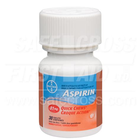 Aspirin 81 Mg Quick Chew Tablets 30s Item 09244 First Aid Kit Express