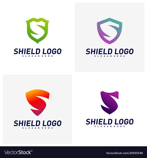 Set Initial S Shield Logo Design Concepts Vector Image