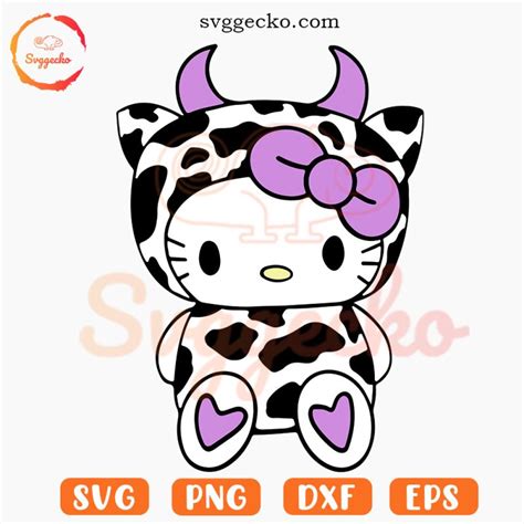 Hello Kitty Milk Cow Svg Cricut Kawaii Cat Svg Funny Cow Svg Png