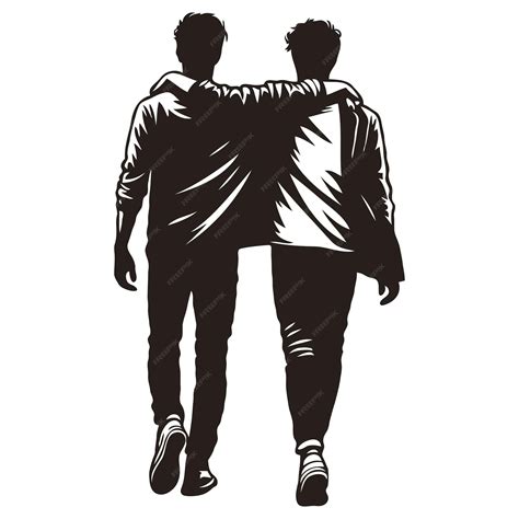 Silhouette Vector Of Friends Walking Together With Arms Around Each