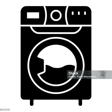 세탁기 솔리드 아이콘 청소 서비스 개념 흰색 배경에 세탁실 표지판 글리프 스타일의 모바일 컨셉 웹 디자인의 세탁기 아이콘 벡터 그래픽 가사 집안일에 대한 스톡 벡터 아트 및