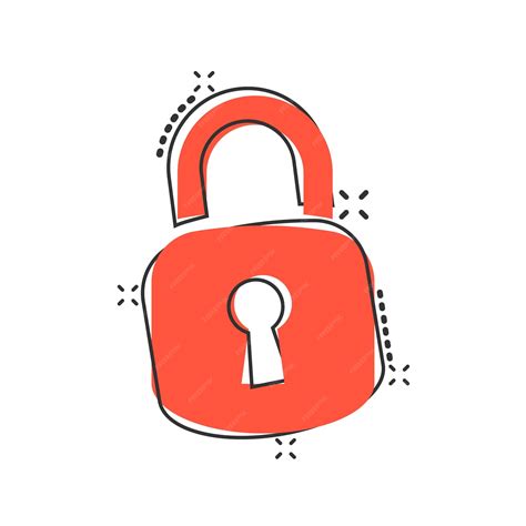 Premium Vector Padlock Icon In Comic Style Lock Cartoon Vector