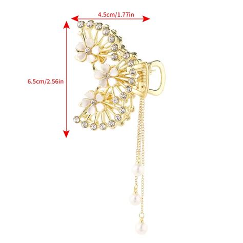 Hollow Rhinestone Shell Faux Pearl Tassel Small Hair Claw Temu