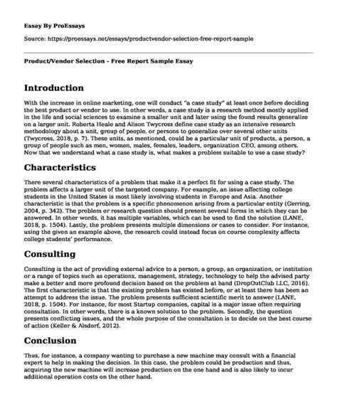📌 Productvendor Selection Free Report Sample Free Essay Term