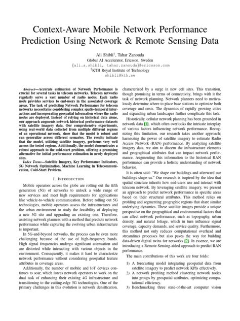 Context Aware Mobile Network Performance Prediction Pdf Forecasting Cluster Analysis