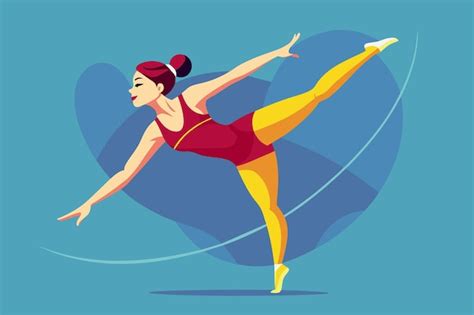 Flatstyle Gymnast With Gymnastic Equipment In Dynamic Pose Premium Ai