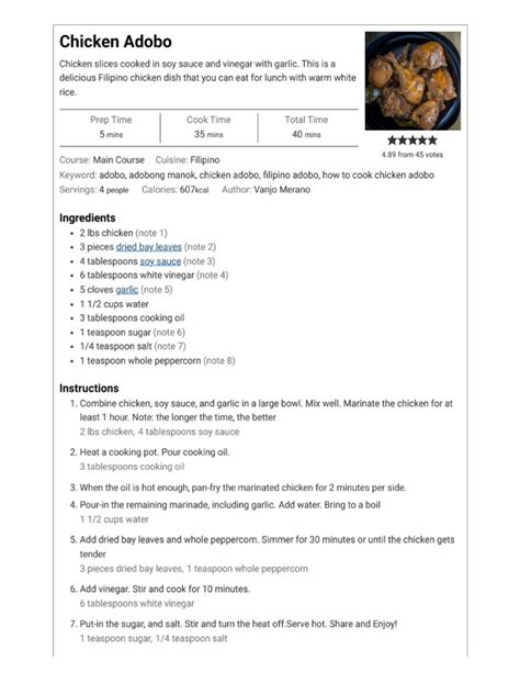 Chicken Adobo Panlasang Pinoy Pdf