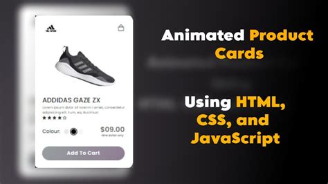 Animated Product Cards Using Html Css And Javascript Youtube