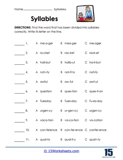 Syllables Worksheets Phonics Booster Skills 15