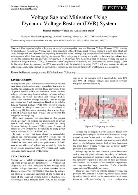 Pdf Voltage Sag And Mitigation Using Dynamic Voltage Restorer Dvr