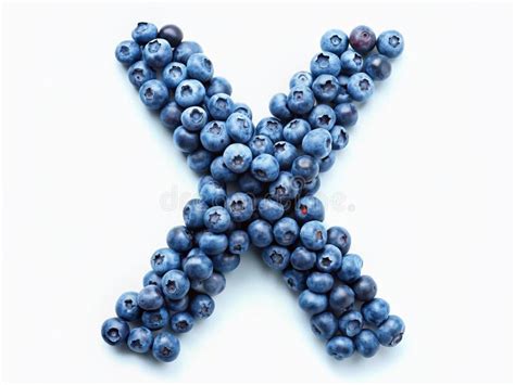 Delightful Tiltshift Effect On A Fresh Blueberry Letter X An Uppercase