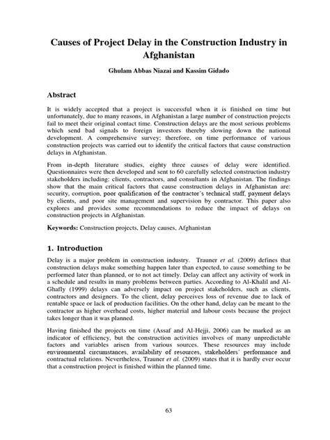 Causes Of Project Delay In The Construct Pdf