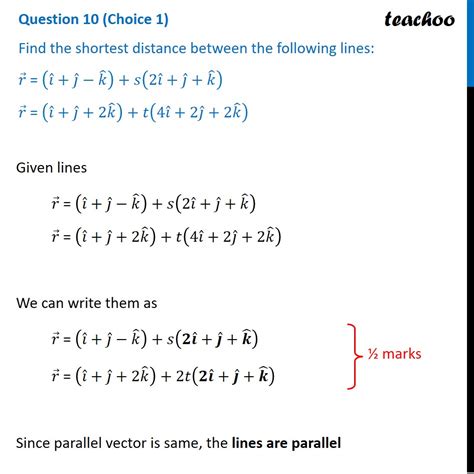 Term 2 Class 12 Find The Shortest Distance Between Lines R Ij K