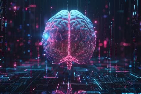 ai generative digital hologram brain artificial intelligence concept stock illustration