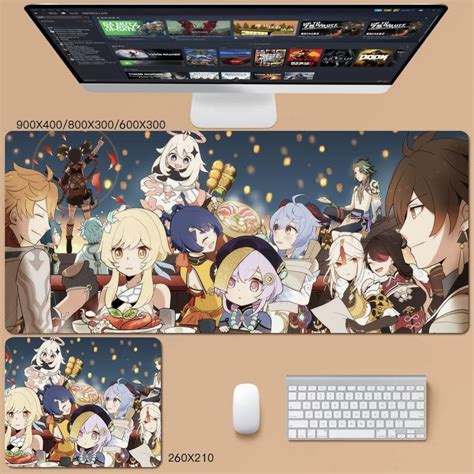 แผ่นรองเมาส์ แผ่นรองเมาส์เล่นเกม 90x40cm หนา 3mm Genshin Impact Mouse