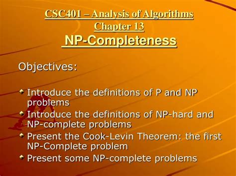 Ppt Csc401 Analysis Of Algorithms Chapter 13 Np Completeness