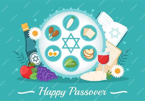Premium Vector Happy Passover Illustration With Matzah And Pesach