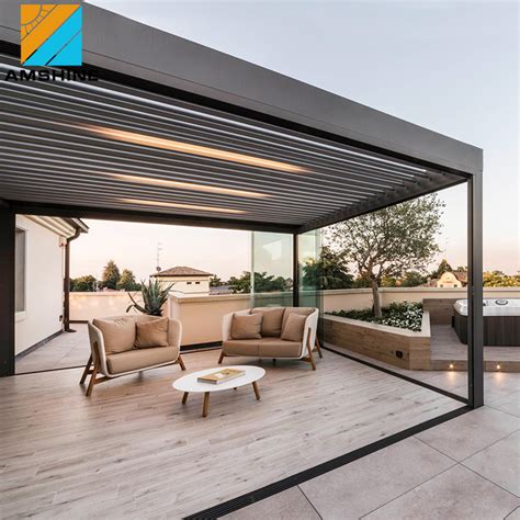 Waterproof Aluminum Patio Coverings Electric Opening Roof System