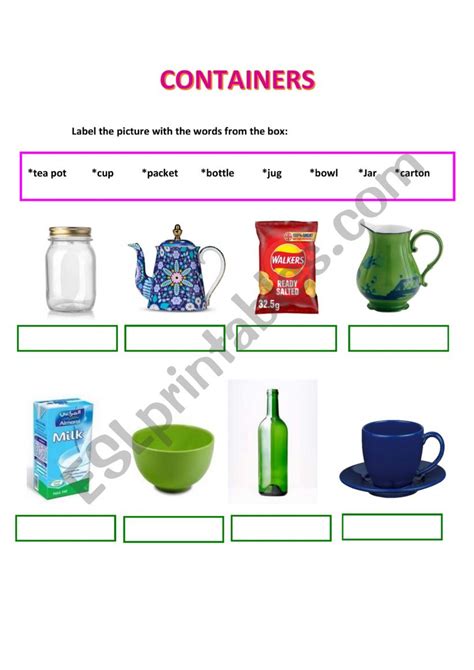 Containers Ii Esl Worksheet By Ameliajesus