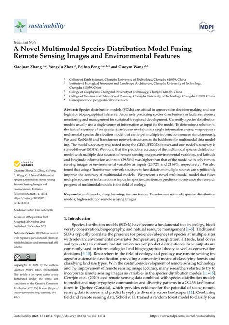 Pdf A Novel Multimodal Species Distribution Model Fusing Remote