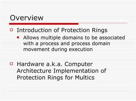a hardware architecture for implementing protection rings ppt