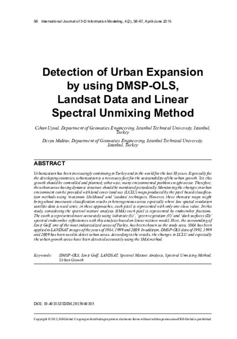 Pdf Detection Of Urban Expansion By Using Dmsp Ols Landsat Data And Linear Spectral Unmixing