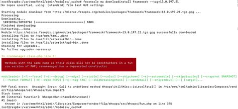 Modules On New PBX Server Not Updating Receiving Error Applications Modules FreePBX