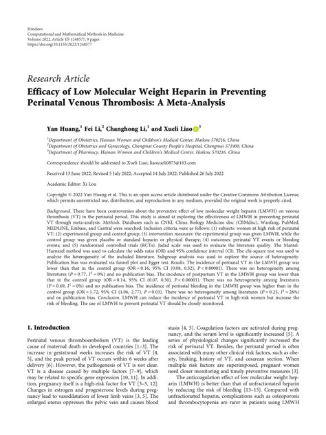 Pdf Efficacy Of Low Molecular Weight Heparin In Preventing Perinatal