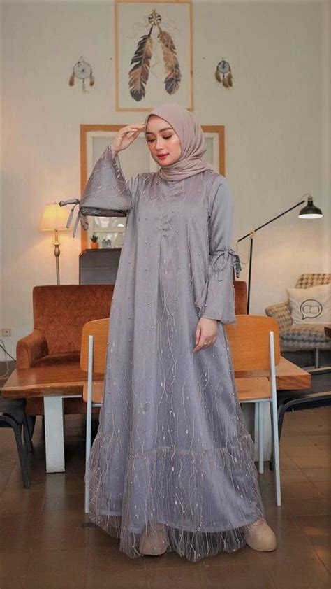 Dress Pesta Dan Kondangan Gaun Bentuk A Model Pakaian Hijab Gaun