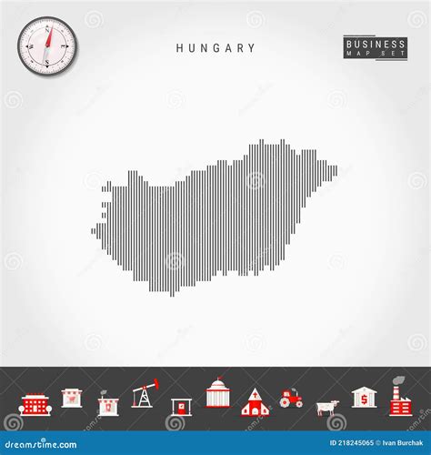 Vector Vertical Lines Map Of Hungary Striped Silhouette Of Hungary