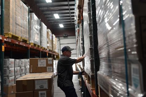 Premium Photo A Man Moving A Pallet In A Warehouse
