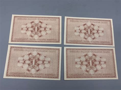 Seteli 1 Markka 1916 4kpl Peräkkäiset Numerot Gallerytarvainen