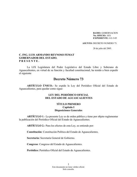Ley Del Periodico Oficial Del Estado De