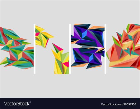 Set Of Mosaic Triangle Pattern Abstract Posters Vector Image