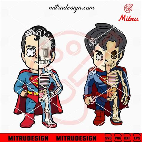 Superman Half Skeleton Svg Superman Horror Halloween Svg Digital