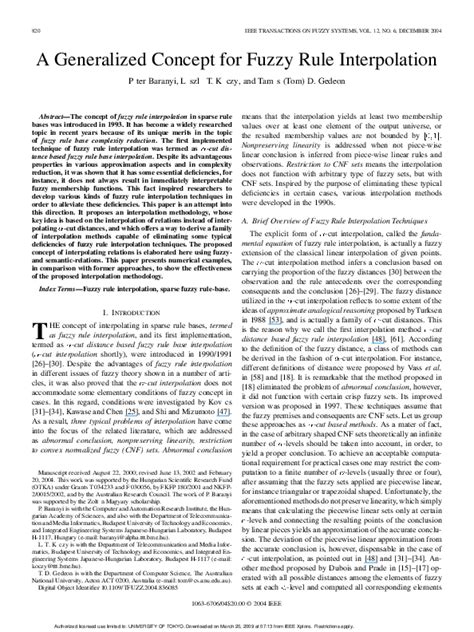 Pdf A Generalized Concept For Fuzzy Rule Interpolation