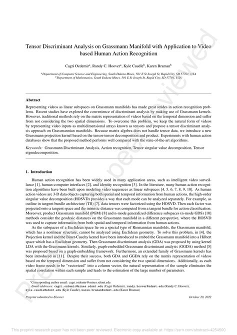 Pdf Tensor Discriminant Analysis On Grassmann Manifold With