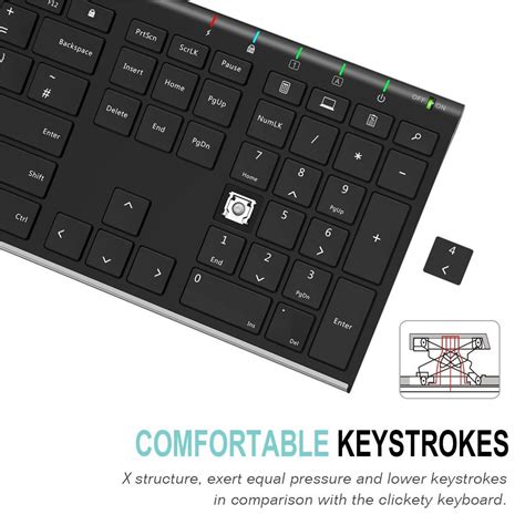 Arteck 2 4G Wireless Keyboard Stainless Steel Ultra Slim Full Size