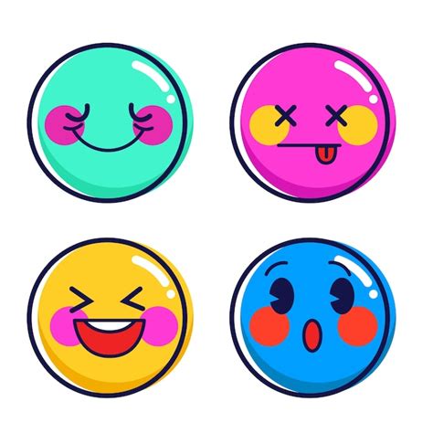 Flat Design Smiley Emoji Illustration Kostenlose Vektor