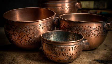 Premium Ai Image Antique Earthenware Collection Rustic Bowl Wooden