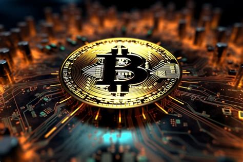 Premium Ai Image Cryptocurrency Centerpiece Golden Bitcoin On A