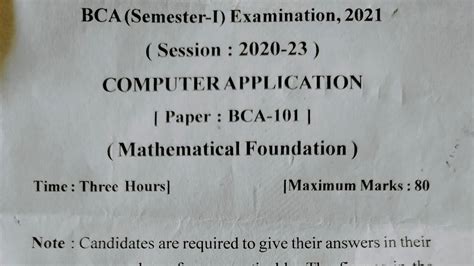 Bca 1st Semester Math Question Paper With Solution Youtube