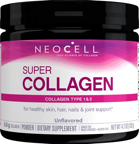 Neocell Super Collagen Unflavored Powder 6600mg Collagen Types 1 And 3 47oz