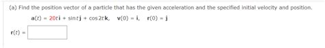 Solved A Find The Position Vector Of A Particle That Has Chegg