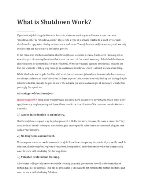 Shutdown Pdf Employee Benefits Employment